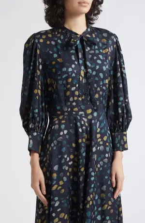 Marella Painted Spot Tie Neck Midi Dress