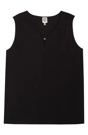 Anne Klein Pleat Neck Button Keyhole Top
