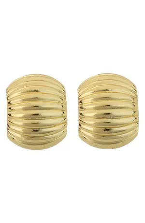 PANACEA Grooved Domed Earrings - Gold