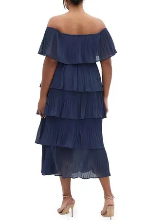 City Chic Pleated Tiered Maxi Dress