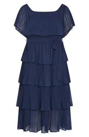 City Chic Pleated Tiered Maxi Dress