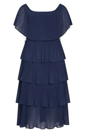 City Chic Pleated Tiered Maxi Dress