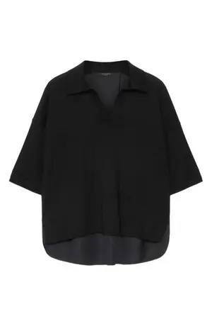 ALLSAINTS Bern Merino Wool Polo Shirt - Black