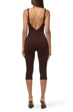 Naked Wardrobe Deep Plunge Capri Jumpsuit