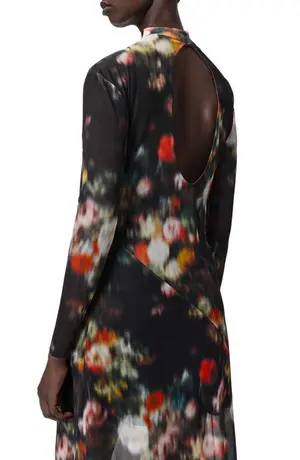 ALLSAINTS Gracie Floral Mesh Long Sleeve Midi Dress