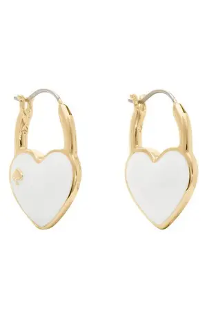 Kate Spade New York Heart Spade Huggie Hoop Earrings - White