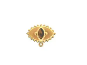 GEMINI JEWLERY Gemini Jewelry Evil Eye Cat Eye Stone Pendant In 18k Gold Electroplated Stainless Steel