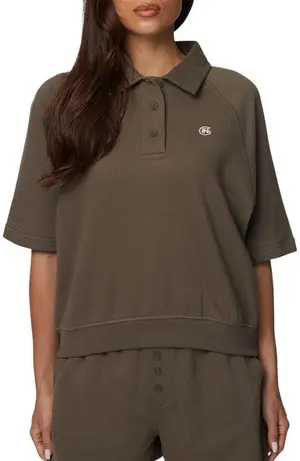 GOOD FOR NOTHING Boxy-fit Raglan Sweat Polo - Brown
