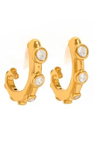 GIRLS CREW Tentacle Cubic Zirconia Hoop Earrings - Gold