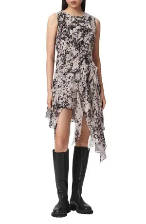 ALLSAINTS Angie Asymmetric Ruffle Dress