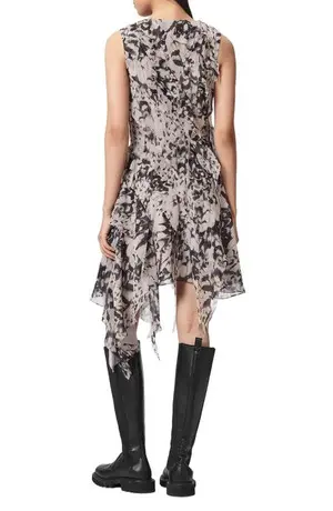 ALLSAINTS Angie Asymmetric Ruffle Dress