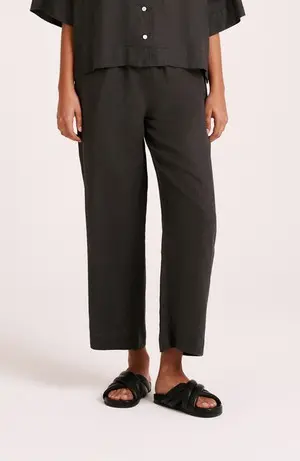 Nude Lucy Lounge Linen Crop Pant - Coal