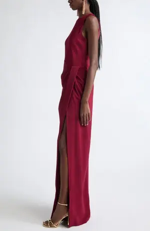 Oscar De La Renta Draped Gown With Thigh-high Slit