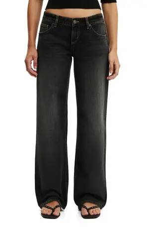 COTTON ON Low Rise Straight Leg Jeans - Drift Black