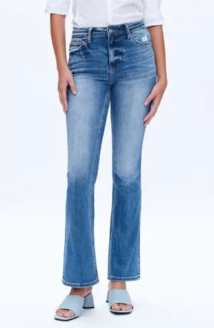 BAYEAS High Waist Flare Jeans - Medium Blue
