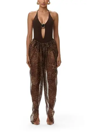 Naked Wardrobe Halter Deep V-neck Bodysuit