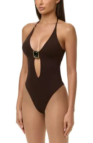Naked Wardrobe Halter Deep V-neck Bodysuit