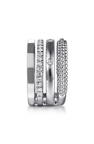 GABRIEL & CO. Bujukan White Sapphire Stack Ring