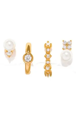 GIRLS CREW Cozumel Imitation Pearl Earring Set - Gold