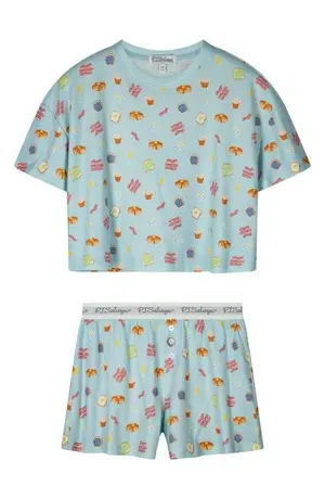 PJ Salvage Breakfast Print Pajama Set - Cool Blue