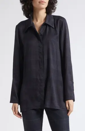 Marella Ballata Point Collar Plaid Shirt - Navy