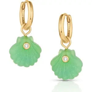 THATCH Coquille Drop Earrings With And Diamond Accent - Chrysoprase