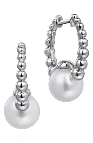 GABRIEL & CO. Bujukan Pearl Huggie Hoop Earrings - Sterling Silver