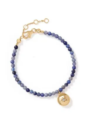 Astley Clarke Mini Biography Blue Aventurine Locket Bracelet - Gold