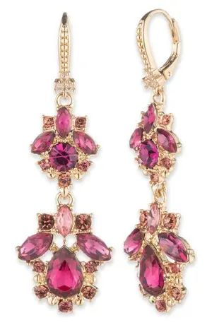 Marchesa Cluster Double Drop Earrings - Pink