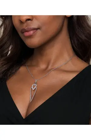 GABRIEL & CO. Layered Pendant Necklace With White Sapphires