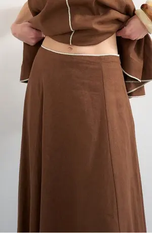 Topshop Linen Blend Maxi Skirt