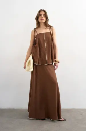 Topshop Linen Blend Maxi Skirt