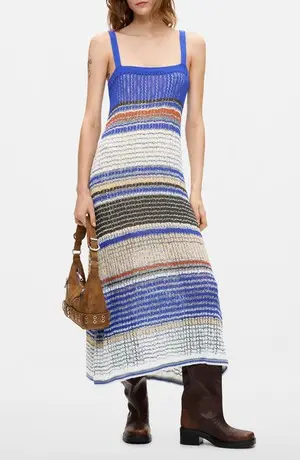 Desigual Striped Pointelle Knit Dress