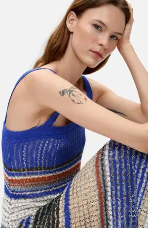 Desigual Striped Pointelle Knit Dress