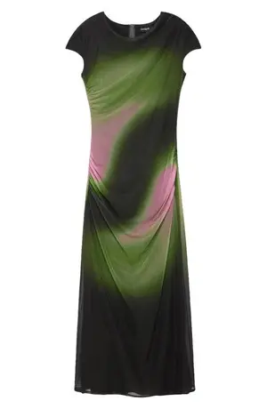 Desigual Mesh Overlay Midi Dress
