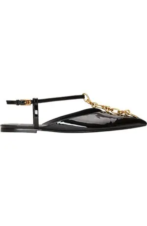 Balmain Sync Chain Patent Leather Pointed Toe Sandals