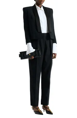 Balmain Cropped Grain De Poudre Jacket