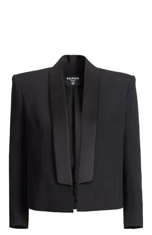 Balmain Cropped Grain De Poudre Jacket