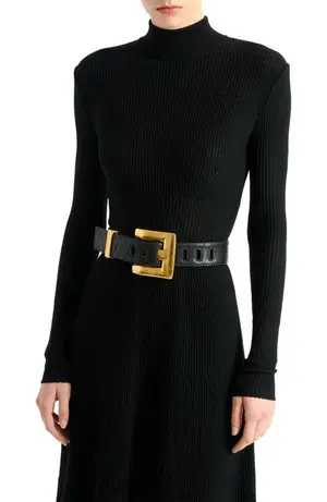 Balmain Anthem Wide Leather Belt