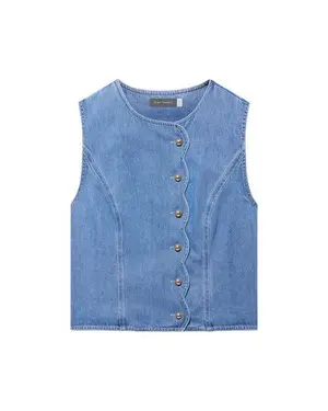 Mint Velvet Denim Scallop Detail Waistcoat