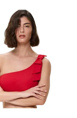 GOTTEX Modern Muse One Shoulder Bikini Top - Red