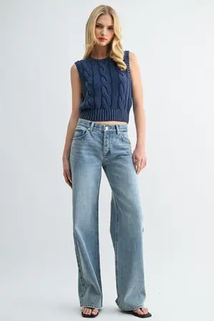 JEMINA DENIM Low Rise Baggy Wide Leg Jeans