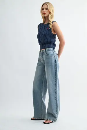 JEMINA DENIM Low Rise Baggy Wide Leg Jeans