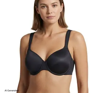 LANDS' END Full Coverage Bra True Solutions Light Weight Microfiber Basics - Black