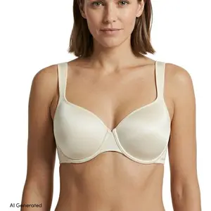 LANDS' END Full Coverage Bra True Solutions Light Weight Microfiber Basics - Ivory