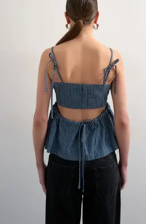 Topshop Pinstripe Denim Strappy Cami