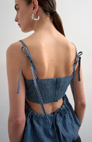 Topshop Pinstripe Denim Strappy Cami