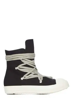 Rick Owens High Top Sneakers With Leather Cap Toe