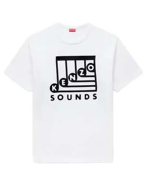 Kenzo Round Neck Embroidered Front Short-sleeve Cotton T-shirt - Bianco
