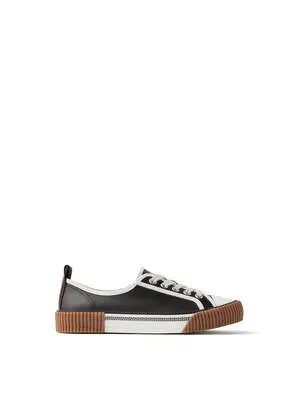 Versace Embossed Low-top Leather Sneakers With Lace-up Closure